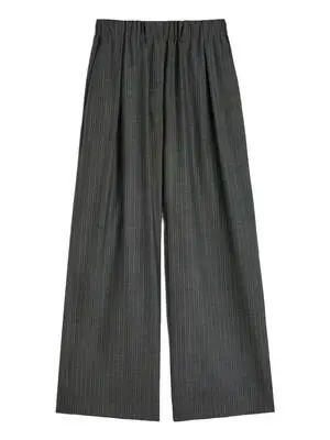 JIL SANDER Pinstriped Wool Wide Leg Trousers - Grey