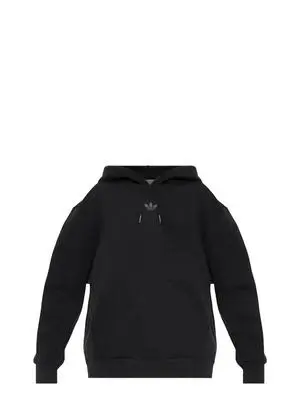 Adidas Logo Print Drawstring Hoodie - Black