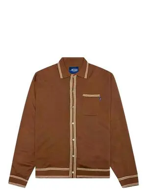 AWAKE NY Striped Trim Cardigan - Brown