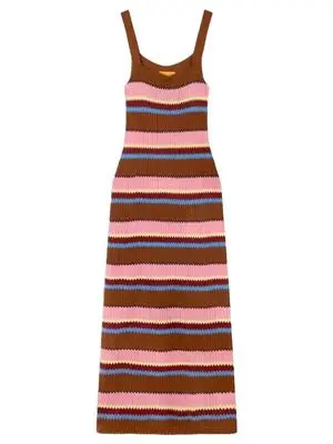 Guest In Residence Striped Ribbed-knit Maxi Dress - Brown