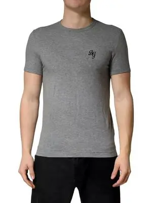 Dolce & Gabbana Logo-embroidered Crew-neck T-shirt - Grey