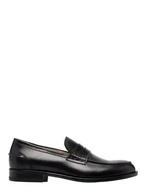 SCAROSSO Maurizio Leather Penny Loafers - Black
