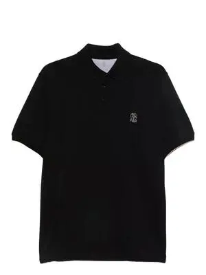 Brunello Cucinelli Logo-embroidered Short-sleeve Cotton Polo Shirt - Black