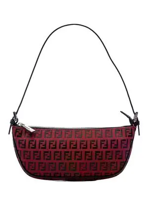 Fendi Zucchino Canvas Pochette Shoulder Bag - Red