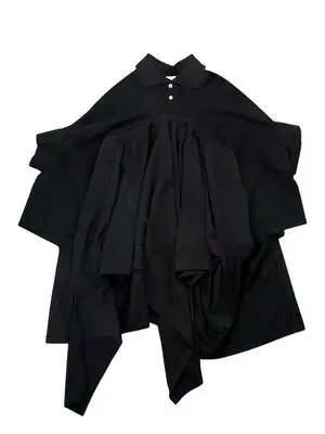TORISHÉJU Draped Asymmetric Polo Shirt - Black