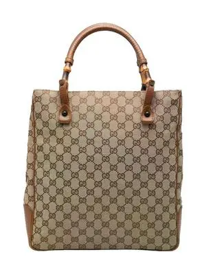 Gucci Gg Canvas Bamboo Tote Bag - Neutrals