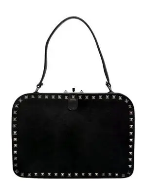 Valentino Garavani Pony Hair Rockstud Top Handle Bag - Black