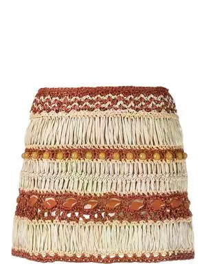 Alberta Ferretti Layered Crochet Mini Skirt - Neutrals