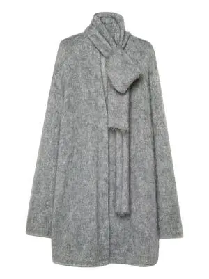 FORTE_FORTE Mohair Cardigan With Tie Detail - Grey