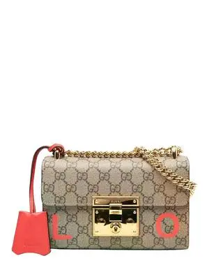 Gucci Small Gg Supreme Love Padlock Crossbody Shoulder Bag - Neutrals