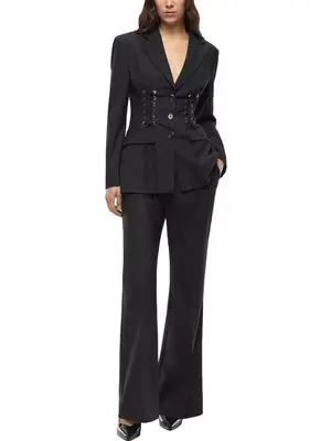 Pinko Lace-up Blazer With Notched Lapel - Black