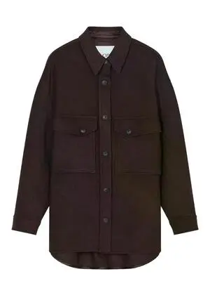 Closed Oversized Button-up Jacket - Brown