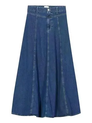 Closed Panelled Maxi Skirt - Blue
