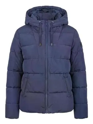 Pinko Hooded Puffer Jacket With Logo Detail - Blue