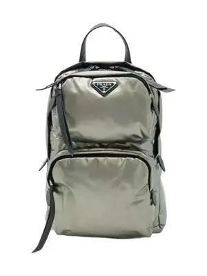Prada Metallic Nylon Backpack - Silver
