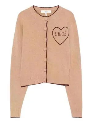 Chloé Embroidered Heart Cardigan - Neutrals