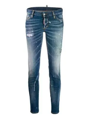Dsquared2 Paint Splattered Skinny Jeans - Blue