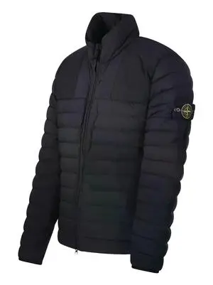 Stone Island Quilted Jacket With Logo Patch - Blue