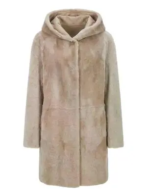 MANZONI 24 Hooded Shearling Coat - Neutrals