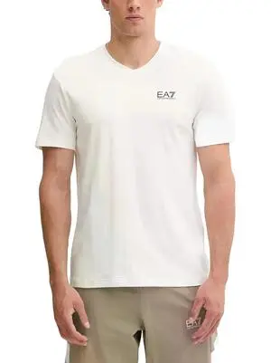 EA7 Logo-print V-neck T-shirt - Neutrals