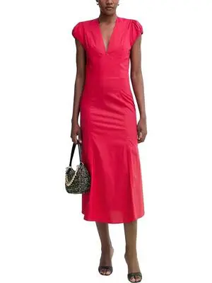 TWINSET V-neck Midi Dress With Gathered Detailing - Red