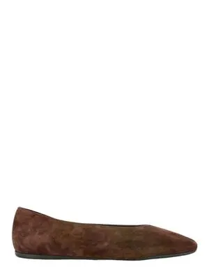 Prada Suede Tapered-silhouette Ballet Flats - Brown
