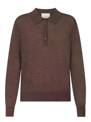 Loulou De Saison Fine-knit Long-sleeve Polo Shirt - Brown