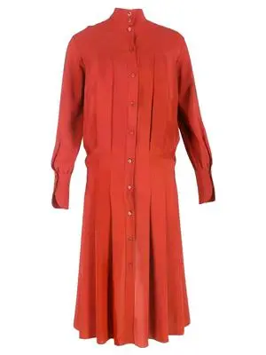 Chloé Mock Neck Button-down Midi Dress - Red