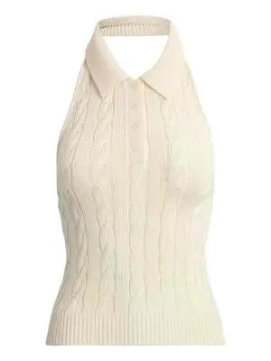 Ralph Lauren Cable-knit Halterneck Polo Vest - Neutrals