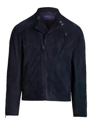 Ralph Lauren Purple Label Suede Moto Jacket - Blue