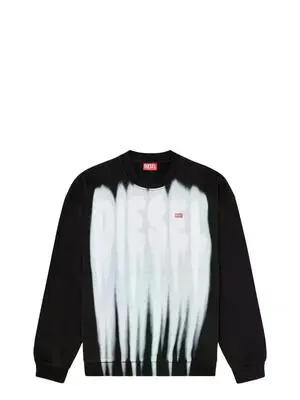 DIESEL® Cotton Sweatshirt With Graphic Print - Black