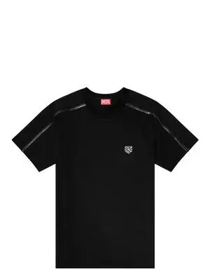 DIESEL® T-shirt With Contrast Trims And Logo Patch - Black