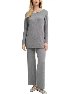 HAVEONE Ribbed-knit Trousers And Sweater Set - Grey