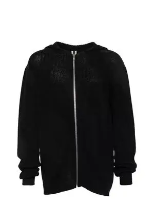 Rick Owens Ribbed Knit Zip-up Hoodie - Black