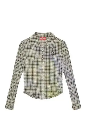 DIESEL® Seersucker Effect Check Shirt - Grey