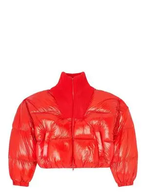 DIESEL® Down Puffer Jacket With Knitted Collar - Red