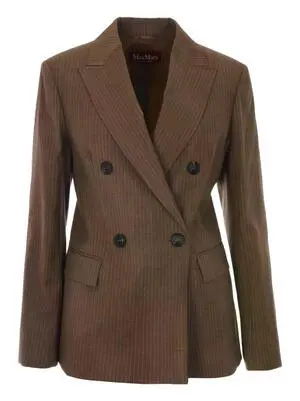 Max Mara Pinstripe Double-breasted Blazer - Brown