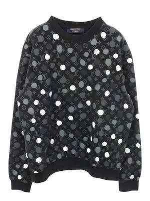 LOUIS VUITTON Monogram Dot Print Crew Neck Sweater - Black