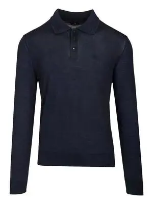Etro Fuji Long-sleeve Polo-collar Sweater - Blue