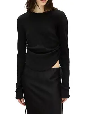 ANN DEMEULEMEESTER Ruched Long Sleeve T-shirt - Black