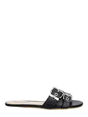 Liu Jo Buckle-detail Eyelet-embellished Flat Sandals - Black