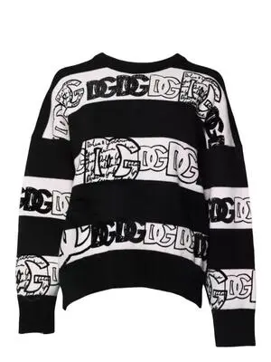 DOLCE & GABBANA Dolce & Gabbana Striped Logo Print Sweater