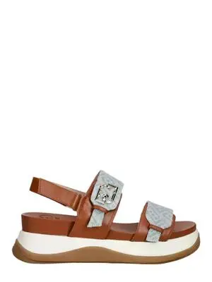 Liu Jo Monogram Pattern Touch-strap Platform Sandals - Brown