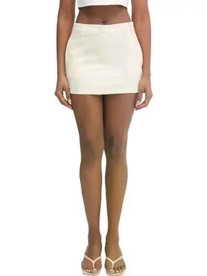 Patrizia Pepe Pinstripe Logo Plaque Mini Skirt - Neutrals