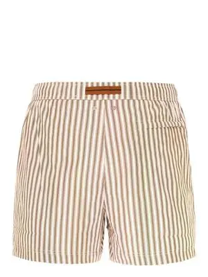 Zegna Striped Drawstring Swim Shorts - Neutrals