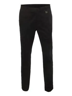Dolce & Gabbana Gabardine Trousers With Dg Logo Charm - Black