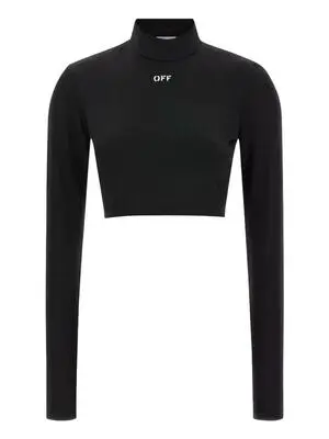Off-White Off Stamp Cropped Long-sleeve Top - Black