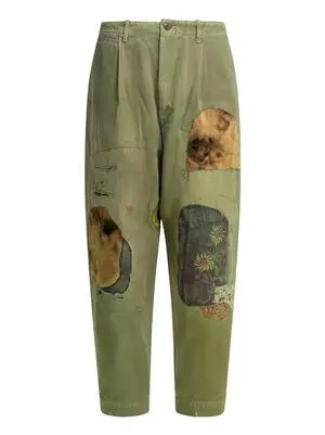 Kapital Katsuragi Patchwork Embroidered Tailored Trousers - Green