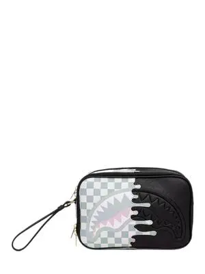 SPRAYGROUND Checkered Shark Saffiano Makeup Bag - Black