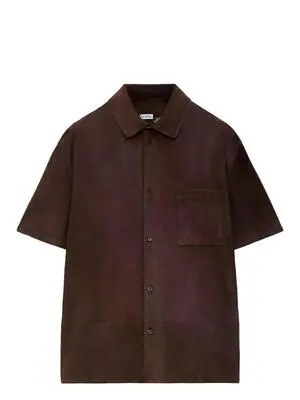 Loewe Debossed-logo Suede Shirt - Brown